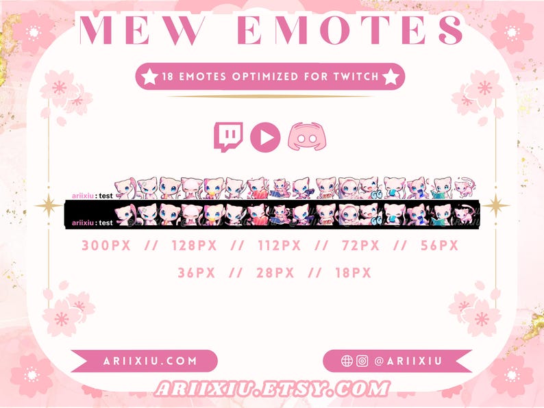 Chibi Mew Emote MEGA Bundle | 18 Kawaii Twitch / Discord / Youtube ...