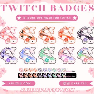 Cute Colorful Koi Fish | Twitch Sub / Bit Badges | Channel Points Icons ...