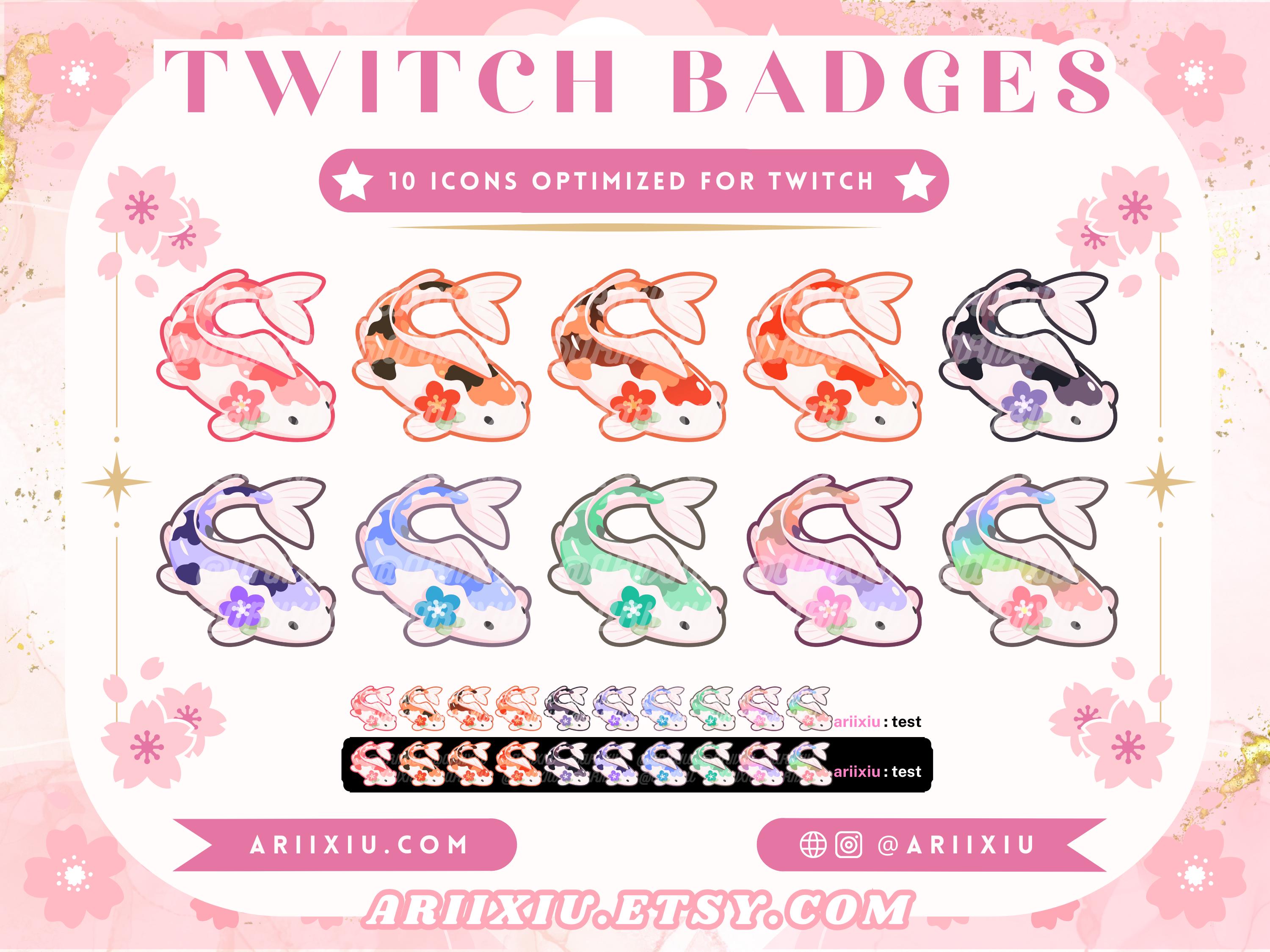 Cute Colorful Koi Fish Twitch Sub / Bit Badges Channel Points Icons ...