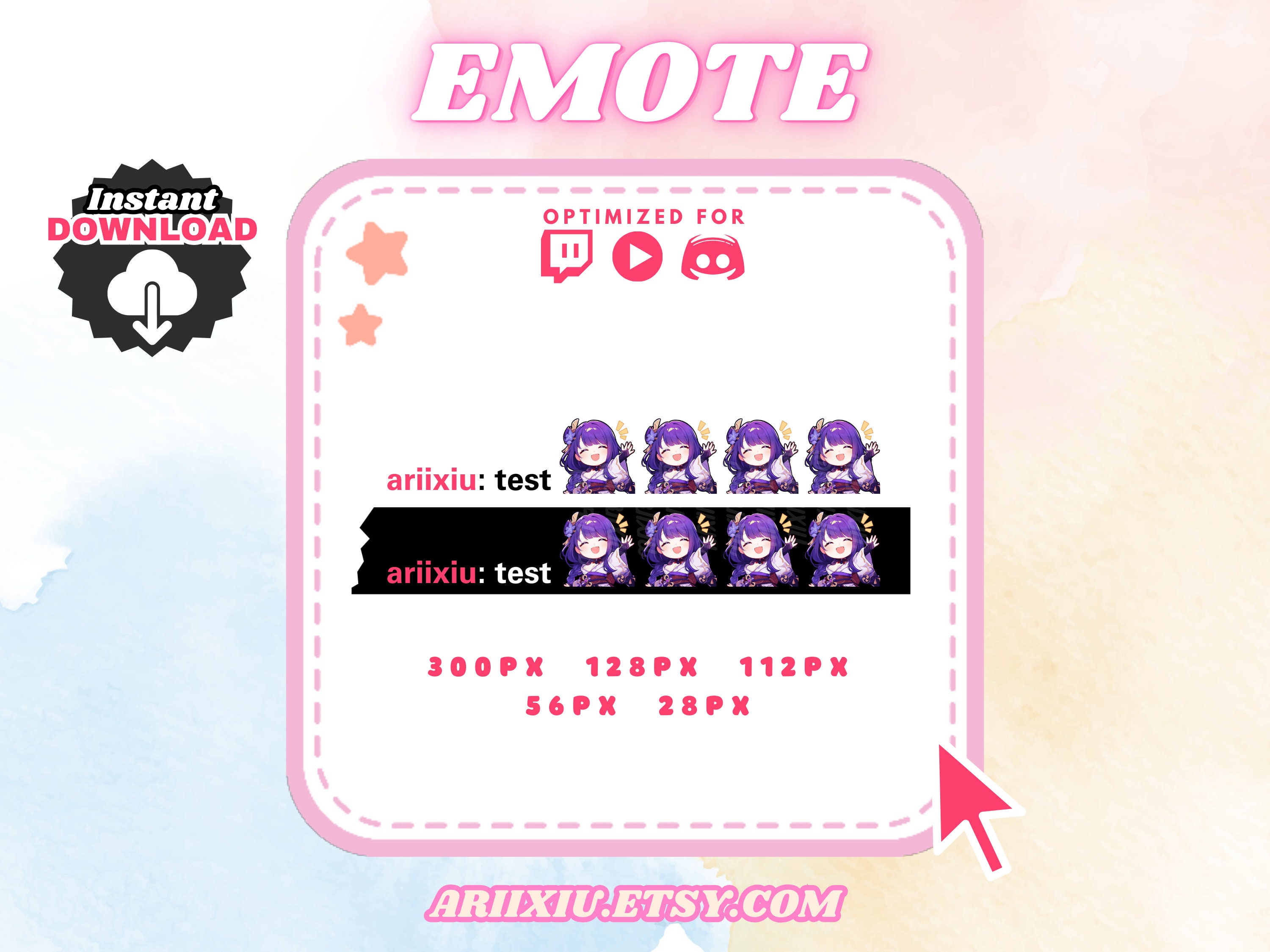 Raiden Waving Hi Emote Cute Chibi Shogun Ei Twitch Emotes Discord ...