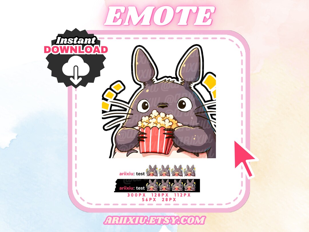 Popcorn Totoro Emote Cute Anime Chibi Ghibli Twitch Emote Discord ...