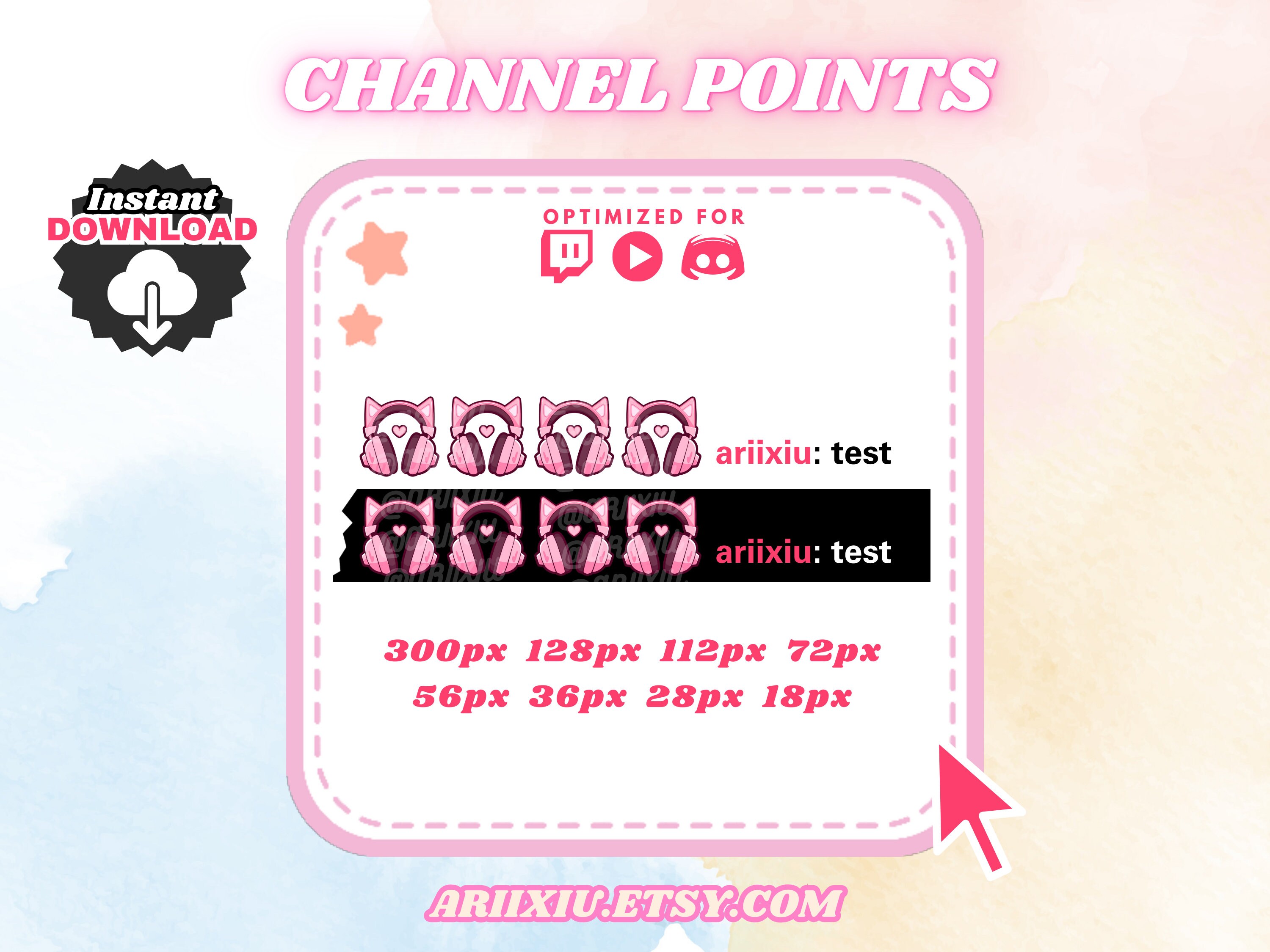 Pink Cat Headset Twitch Channel Points Icon: Kawaii Discord Emote ...