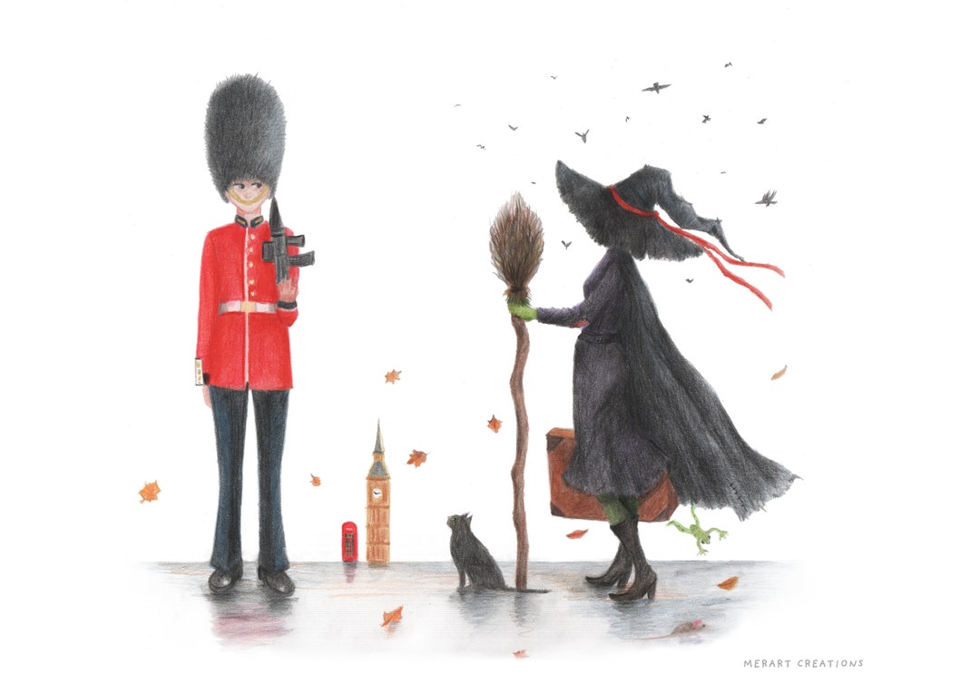 Witch in London Witch Art Print Witch Wall Art - Etsy