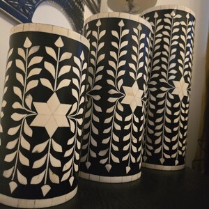 Elegant Bone Inlay Vase Set – Handmade Trio of Decorative Vases, Luxury ...