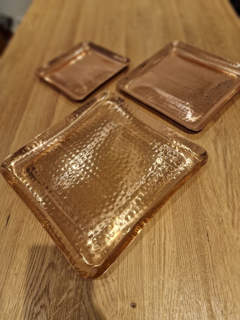 Handmade Pure Copper Square Tray, Serving Tray, Decorative Copper Tray ...