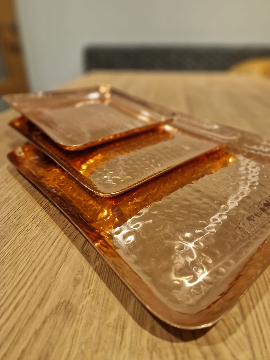 Handmade Pure Copper Square Tray, Serving Tray, Decorative Copper Tray ...