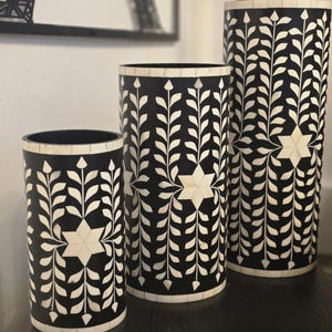 Elegant Bone Inlay Vase Set – Handmade Trio of Decorative Vases, Luxury ...