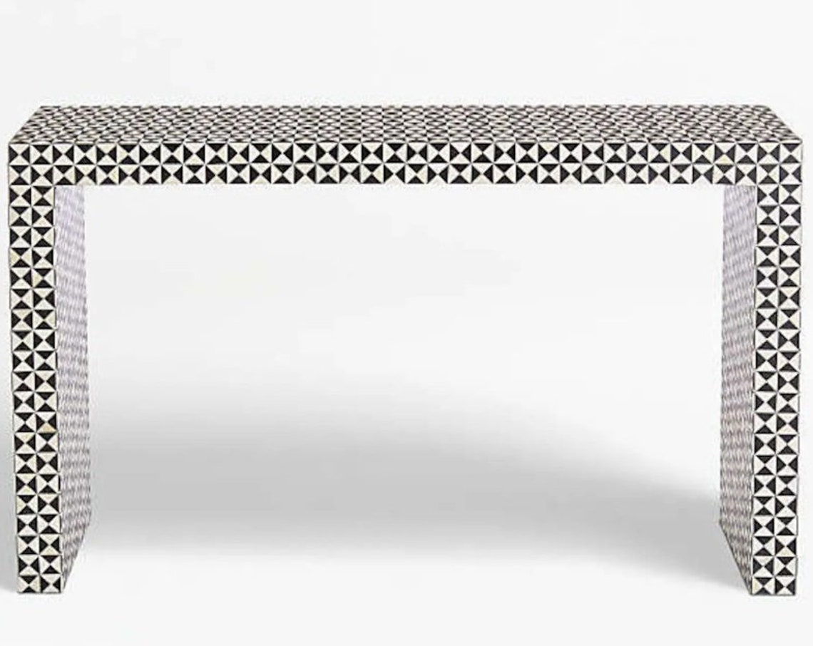 Handmade Bone Inlay Black and White Console Table - Etsy