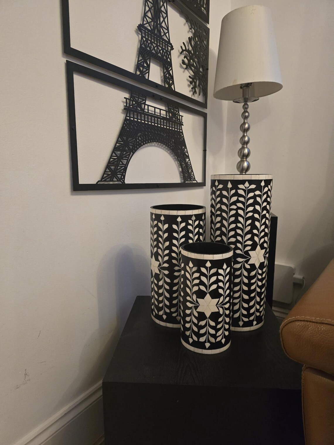 Elegant Bone Inlay Vase Set – Handmade Trio of Decorative Vases, Luxury ...