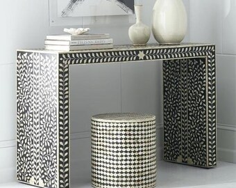 Handmade Wooden Bone Inlay Console/ Console Table / Desk / Study Table / Entry Way Console ...