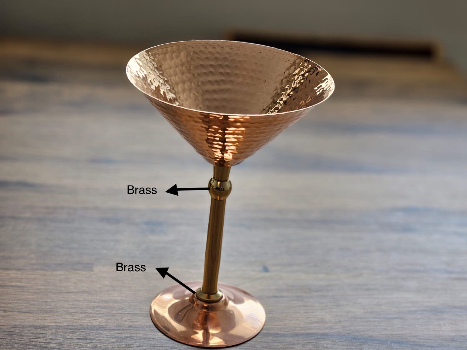 Handmade Pure Copper Martini Glasses set of 2, 7th Wedding Anniversary ...