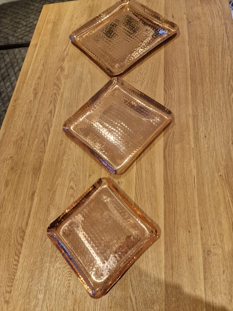 Handmade Pure Copper Square Tray, Serving Tray, Decorative Copper Tray ...