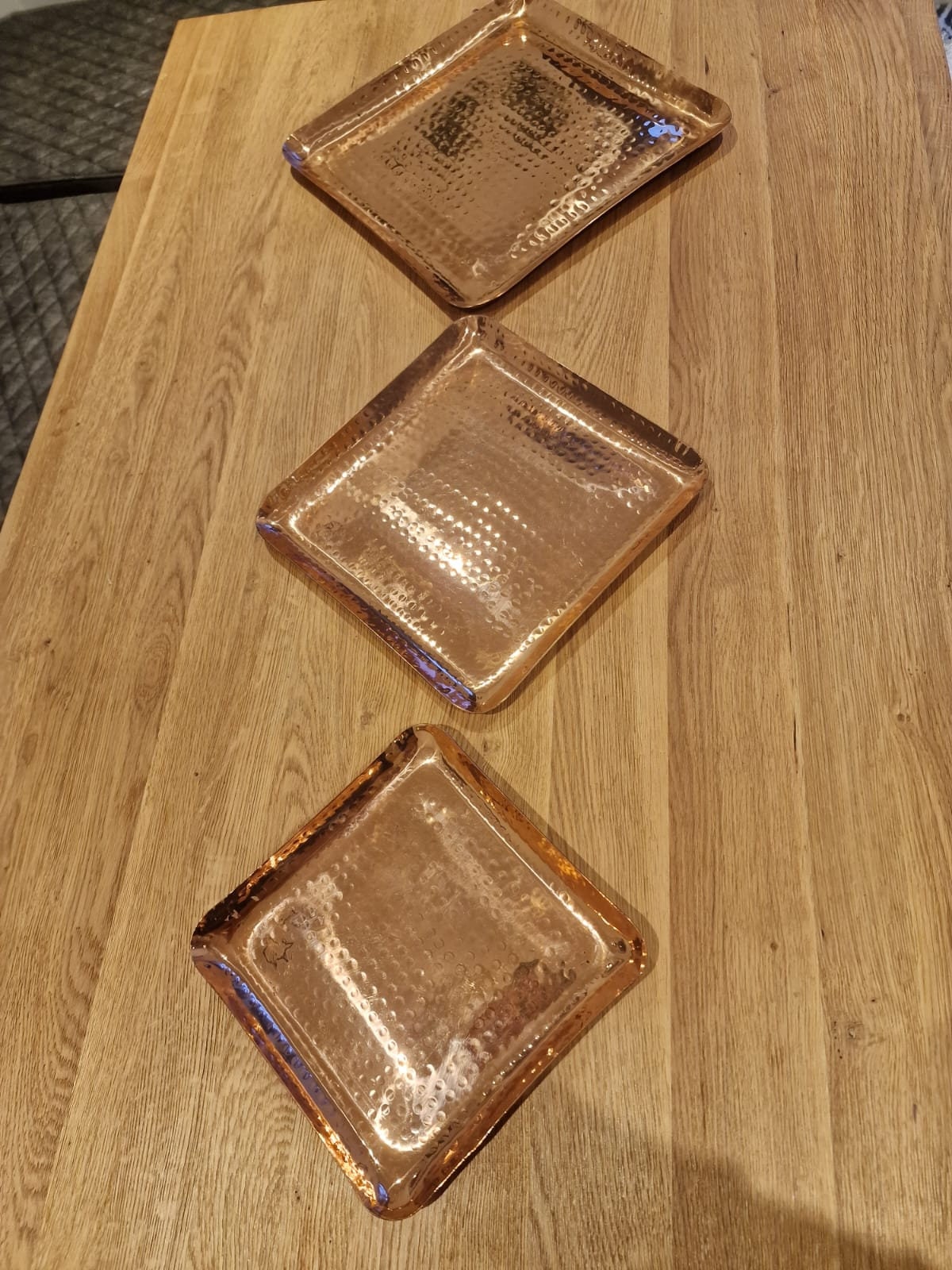 Handmade Pure Copper Square Tray, Serving Tray, Decorative Copper Tray ...