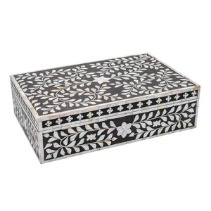 Handmade Bone Inlay Floral Design, Floral Bone Inlay Box, Jewelry Box ...
