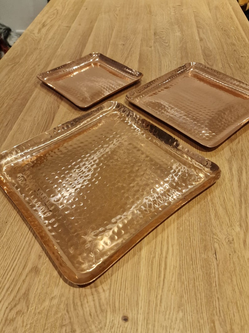 Handmade Pure Copper Square Tray, Serving Tray, Decorative Copper Tray ...