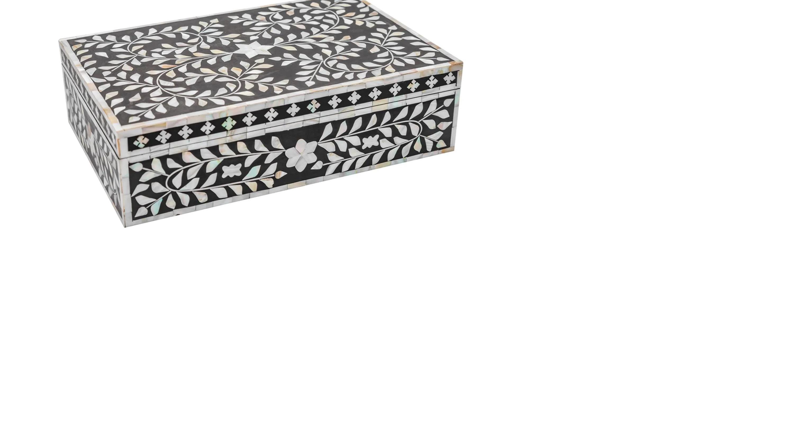 Handmade Bone Inlay Floral Design, Floral Bone Inlay Box, Jewelry Box ...