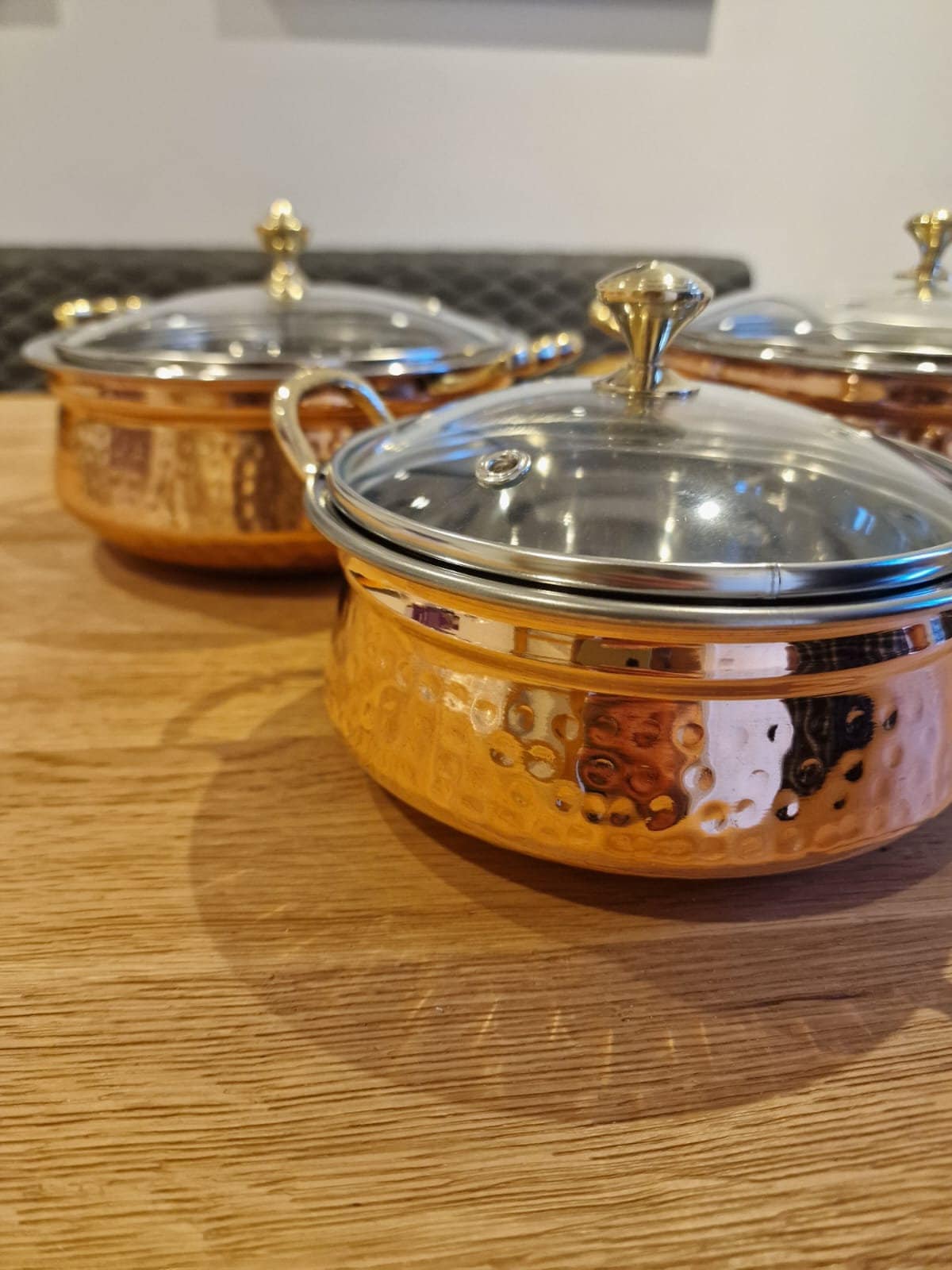 Handmade Pure Copper, Stainless Steel inside With Brass Handle Serving ...