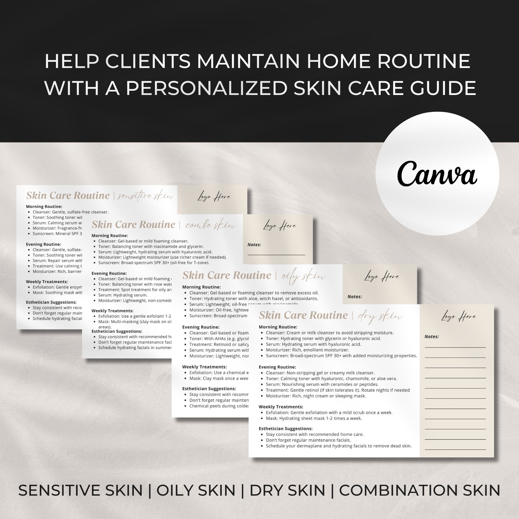 Skin Care Routine Bundle, Personalized Skincare Guide for Esthetician ...