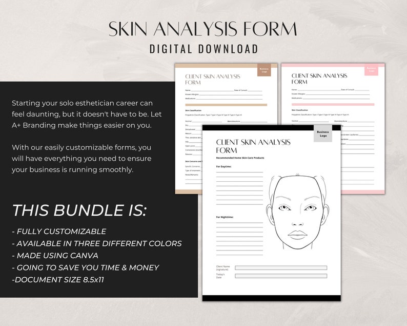 Skin Analysis Form Esthetician Consent Forms Digital - Etsy