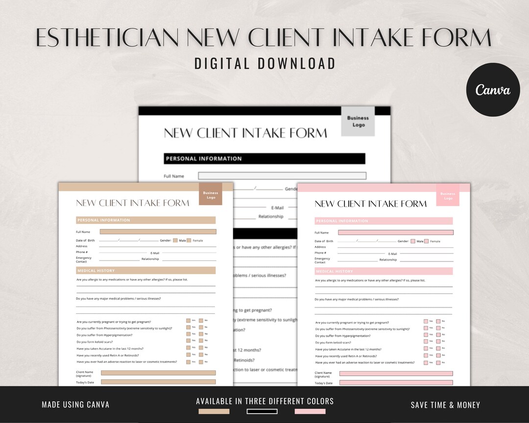 New Client Intake Consent Form Esthetician Consent Forms - Etsy