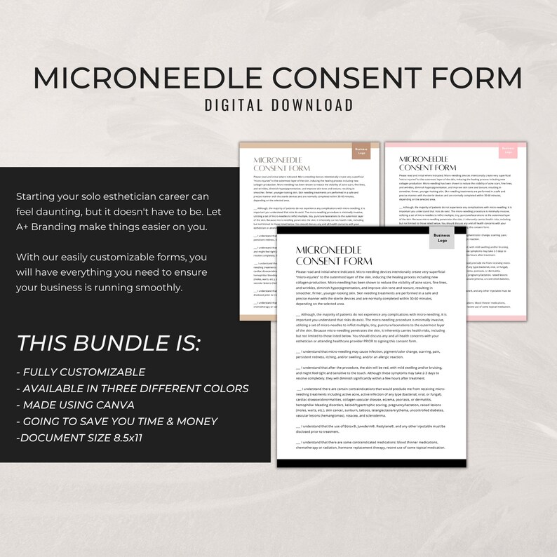 Microneedle Consent Form Esthetician Consent Forms Digital Download ...