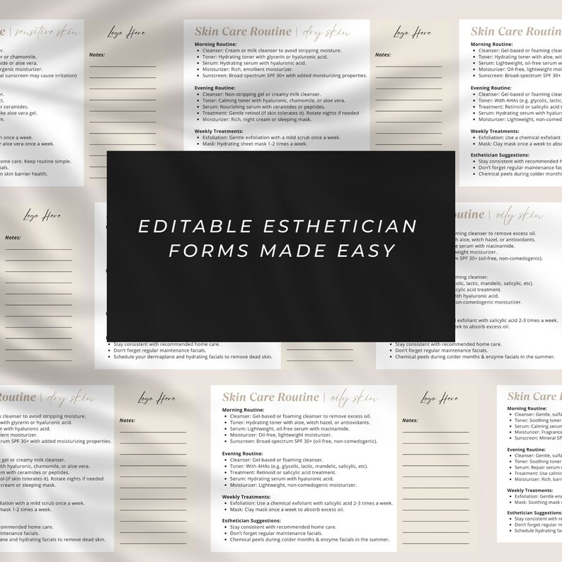 Skin Care Routine Bundle, Personalized Skincare Guide for Esthetician ...