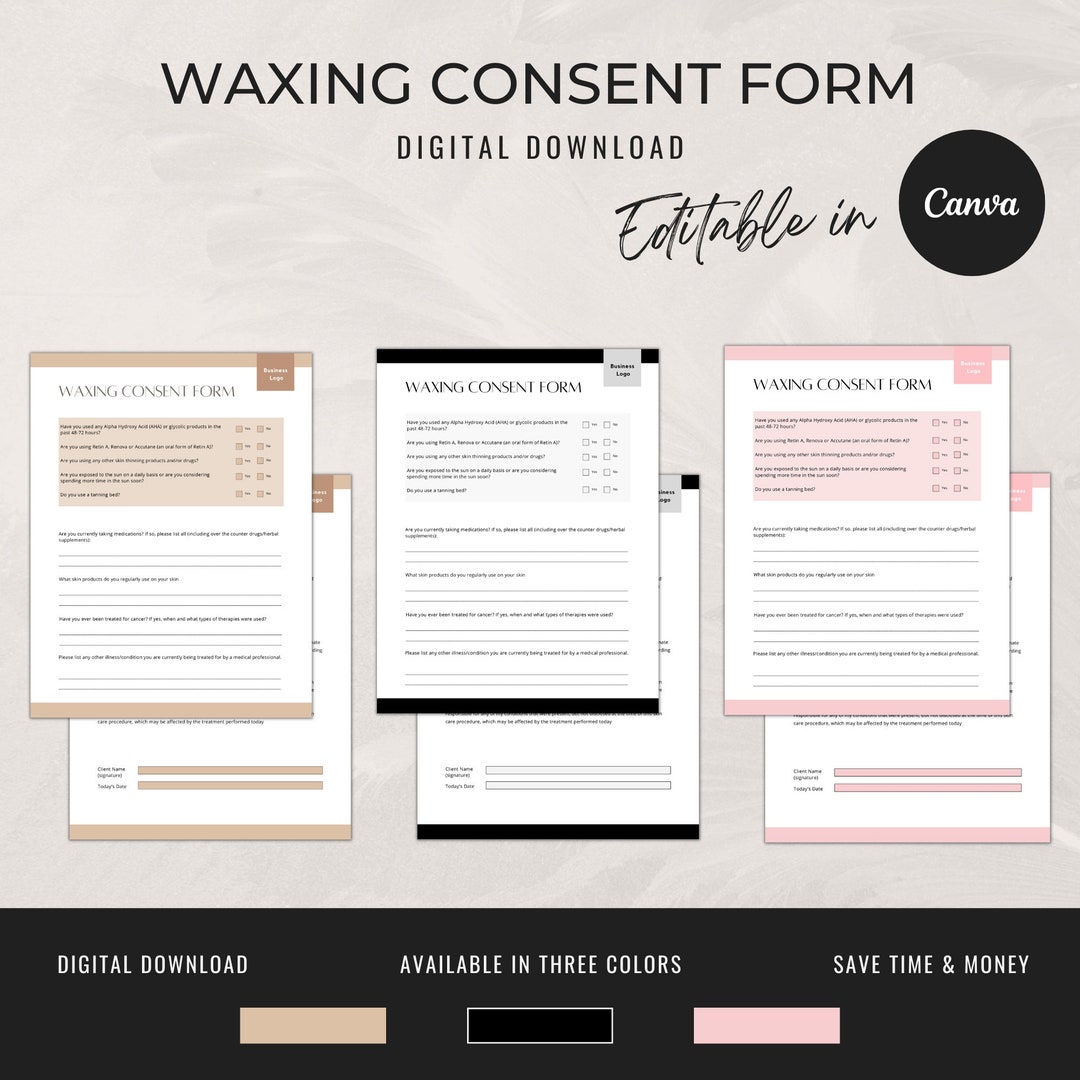 Waxing Consent Form | Esthetician Consent Forms | Digital Download ...