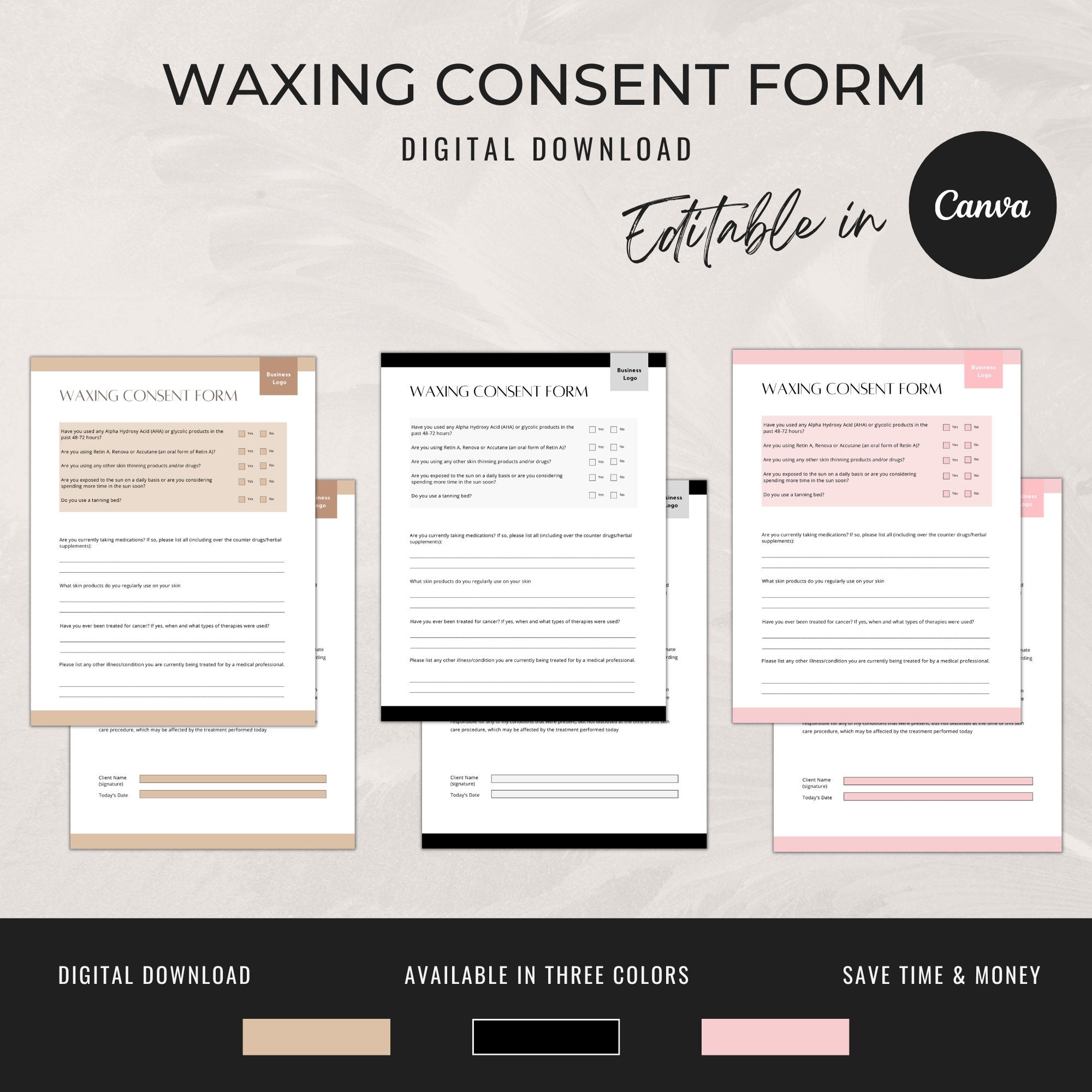 Waxing Consent Form | Esthetician Consent Forms | Digital Download ...