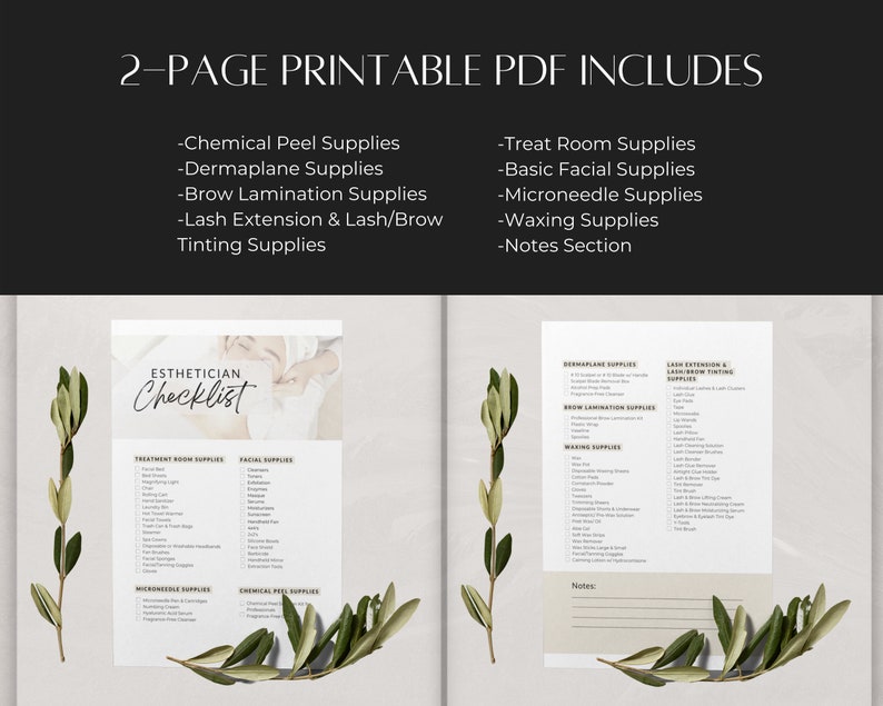 Esthetician Checklist Printable PDF Esthetician Supply List Printable ...