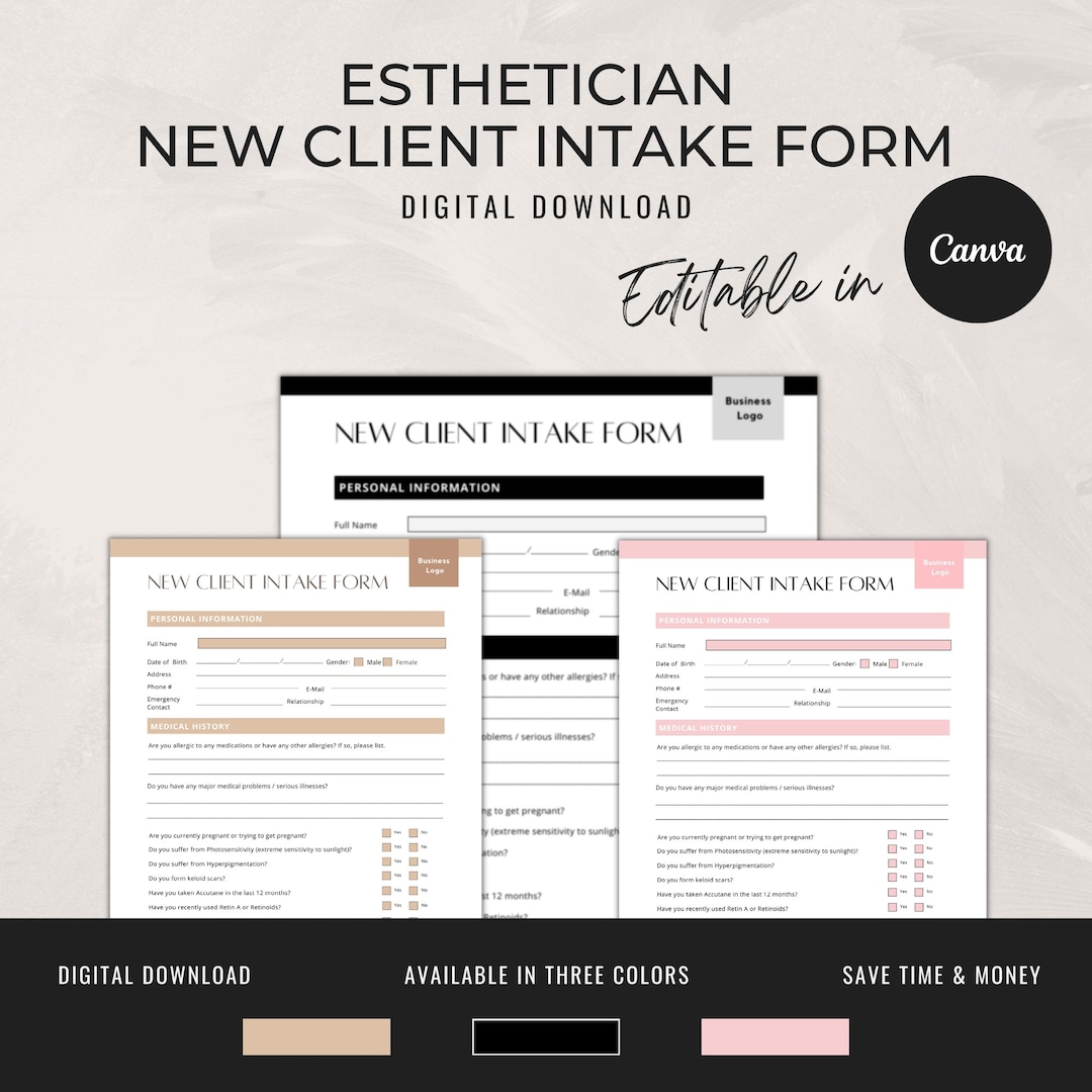 New Client Intake Consent Form | Esthetician Consent Forms | Digital ...