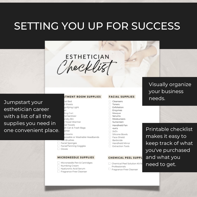 Esthetician Checklist Printable PDF | Esthetician Supply List ...
