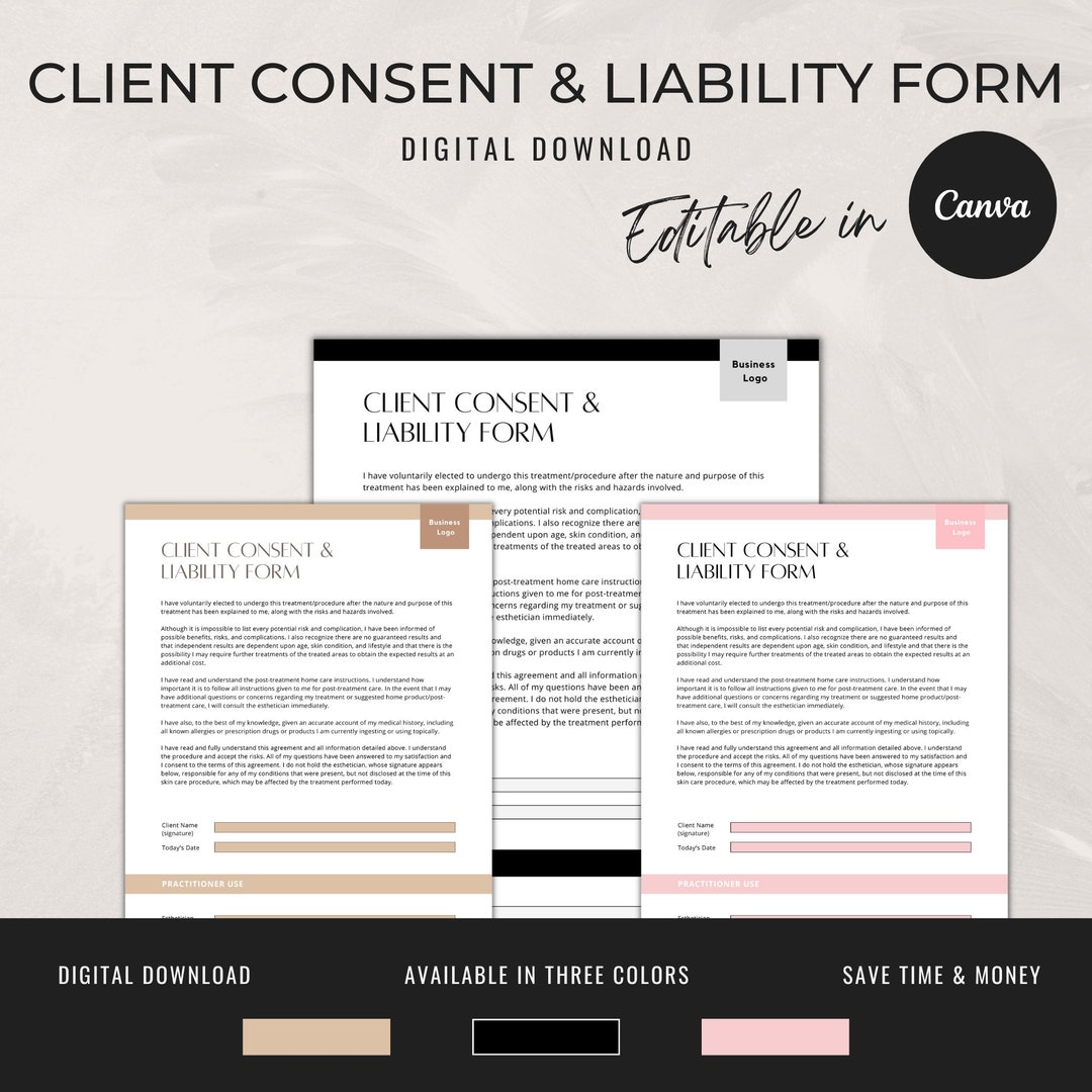 Client Consent and Liability Form | Esthetician Consent Forms | Digital ...