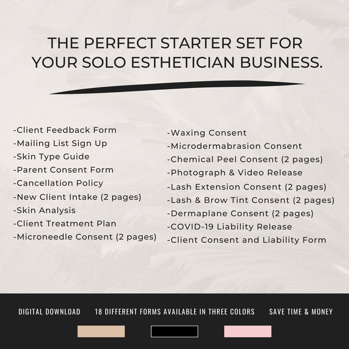 Solo Esthetician Consent Forms Starter Bundle Pack | 18-page Digital ...