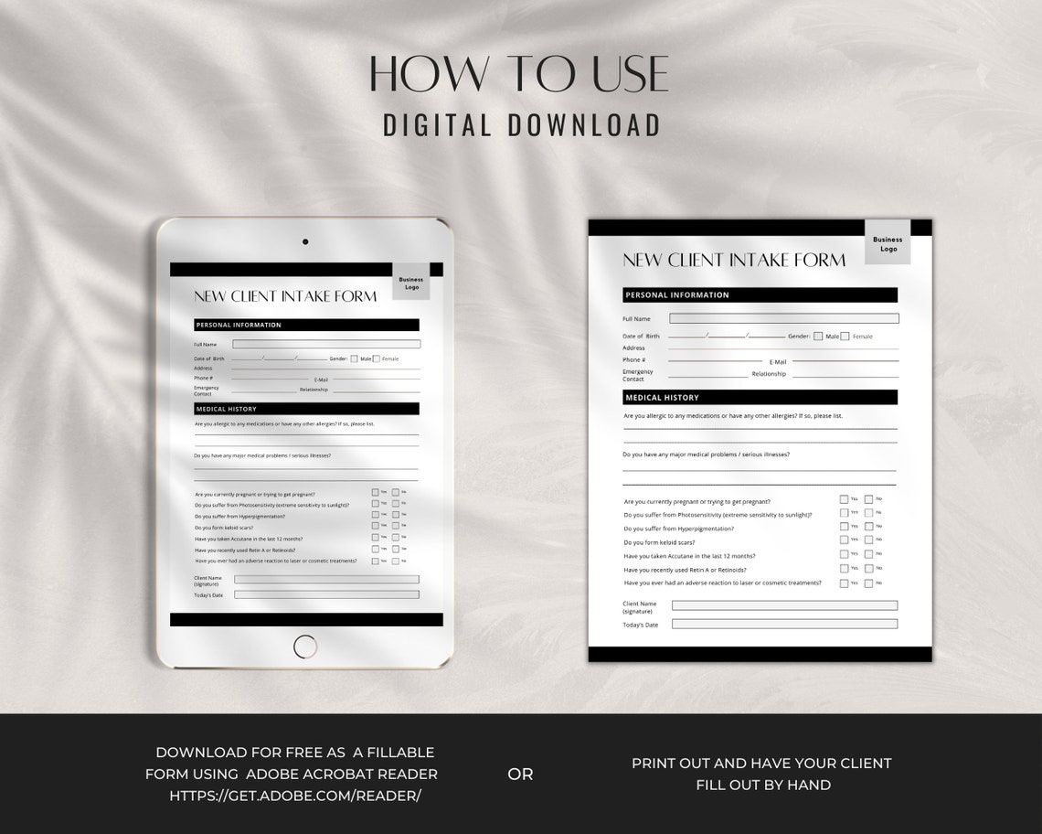 New Client Intake Consent Form Esthetician Consent Forms - Etsy