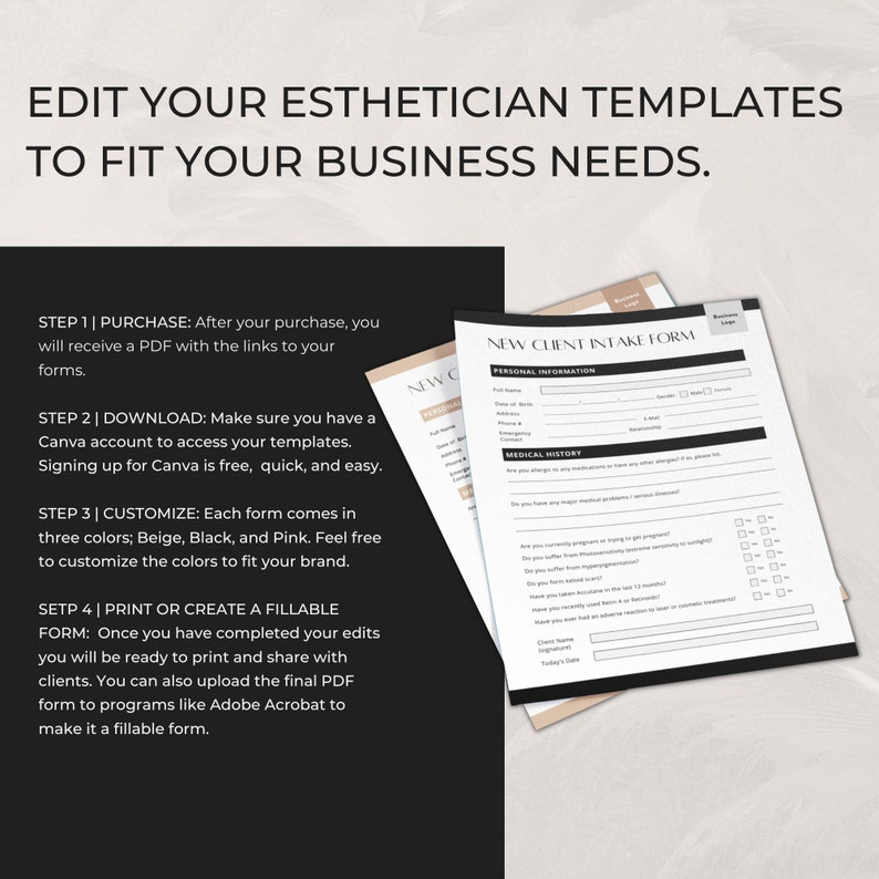 Solo Esthetician Consent Forms Starter Bundle Pack | 18-page Digital ...