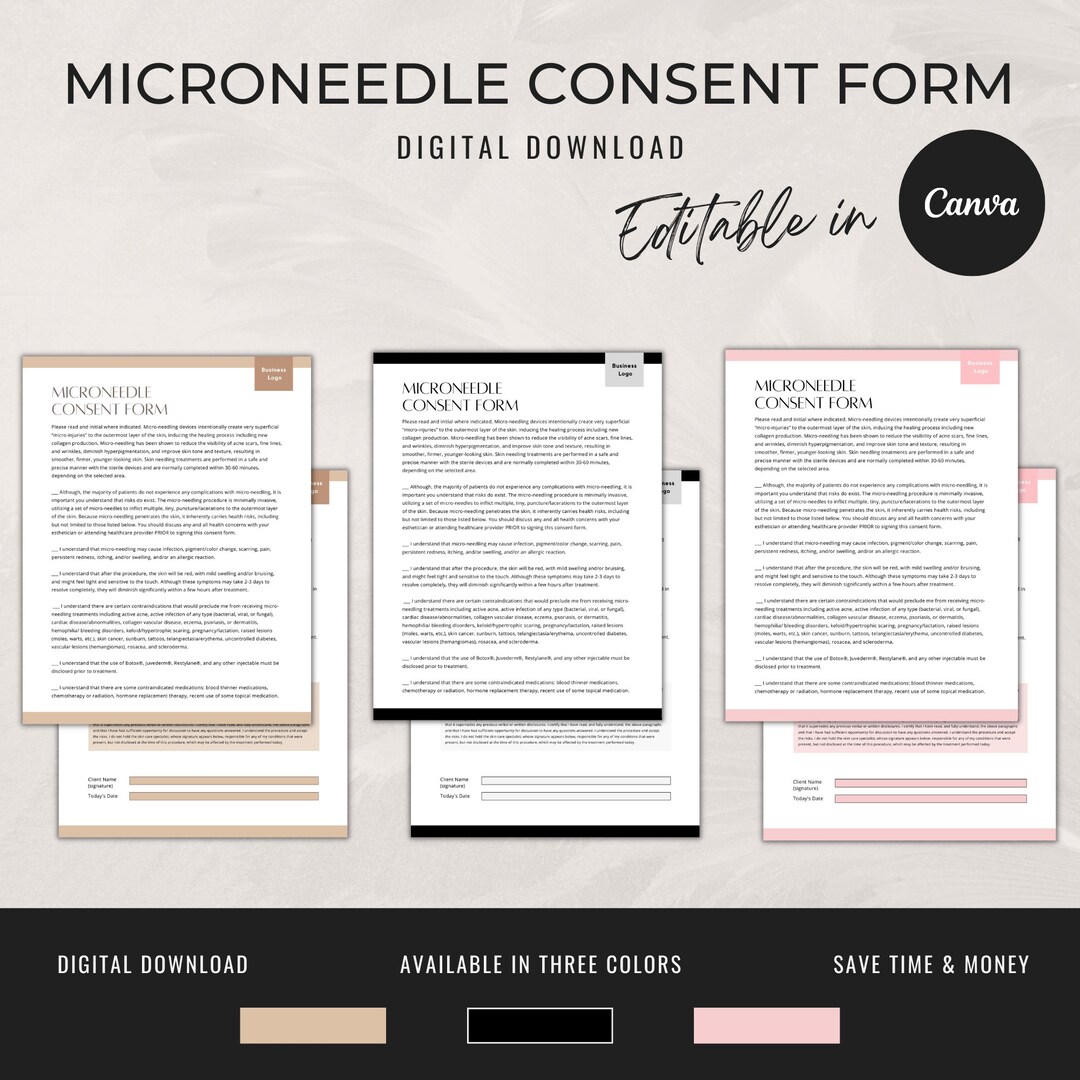 Microneedle Consent Form | Esthetician Consent Forms | Digital Download ...