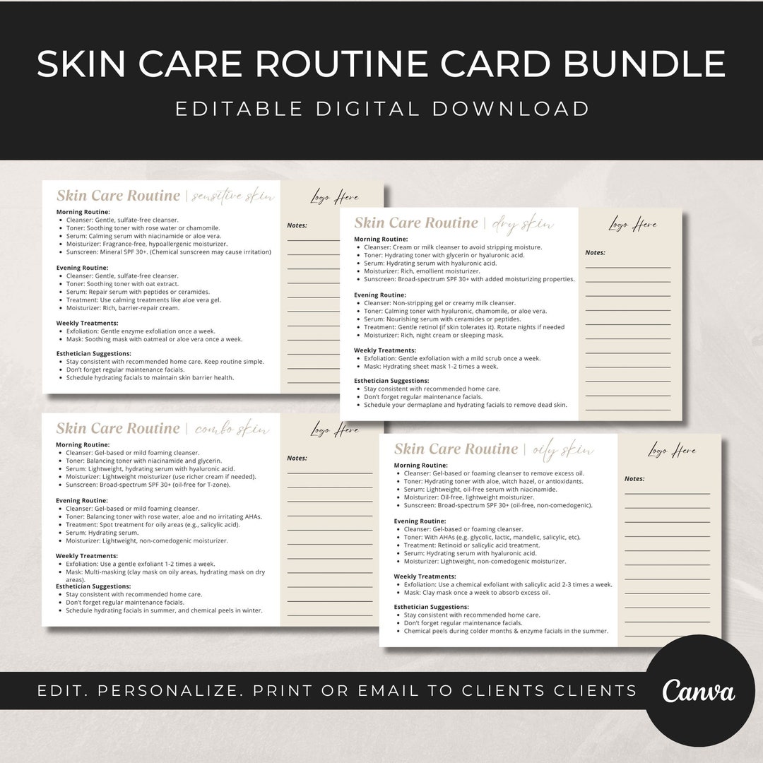 Skin Care Routine Bundle, Personalized Skincare Guide for Esthetician ...
