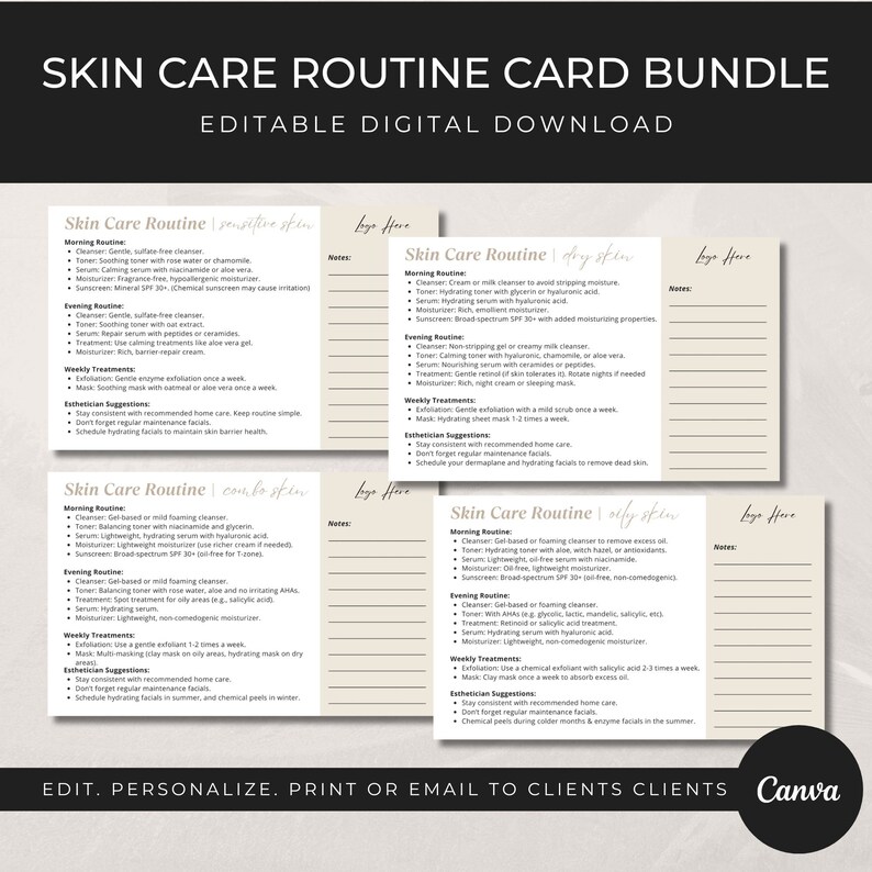 Skin Care Routine Bundle, Personalized Skincare Guide for Esthetician ...