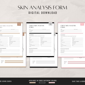 Skin Analysis Form Esthetician Consent Forms Digital - Etsy