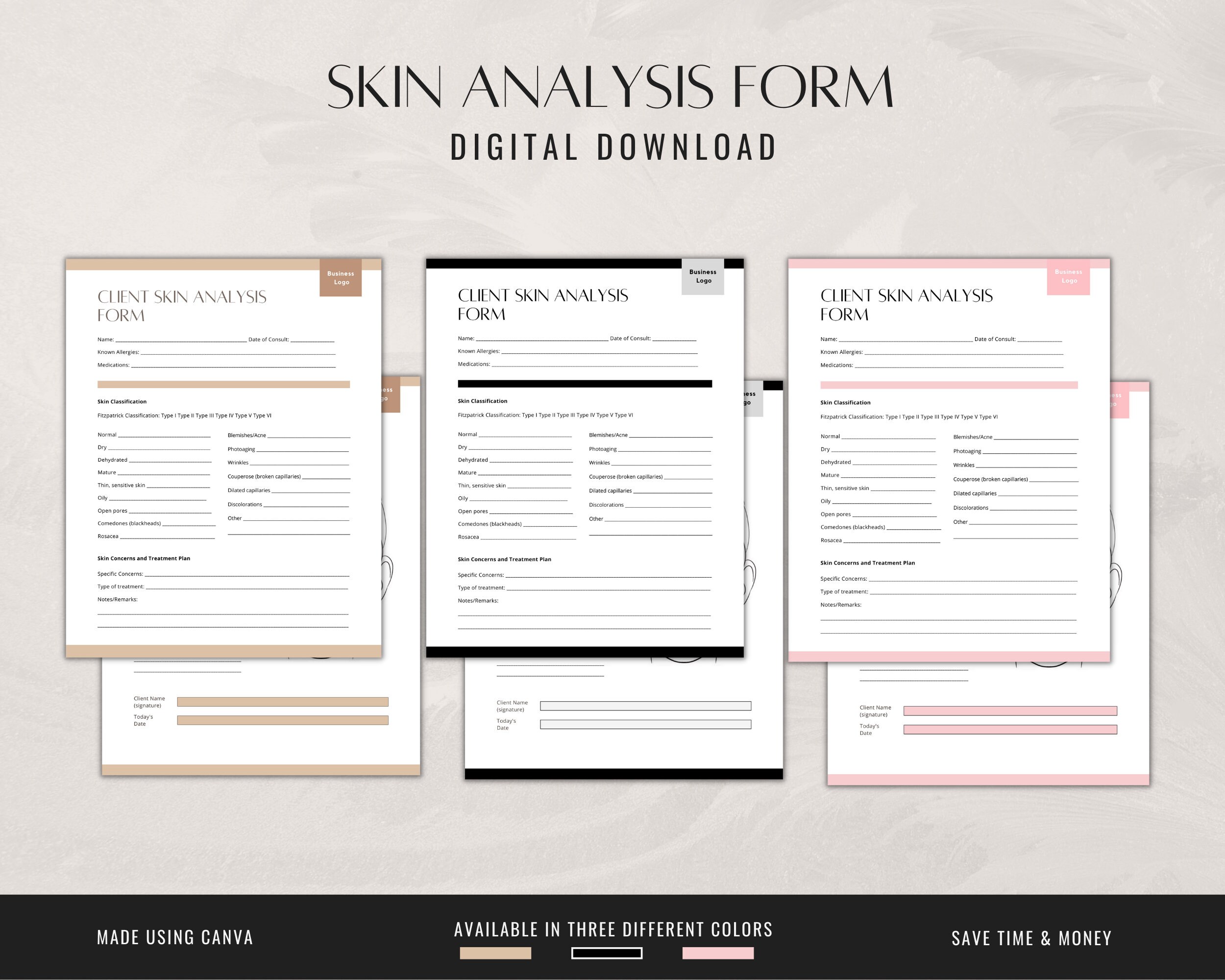 Skin Analysis Form Esthetician Consent Forms Digital - Etsy
