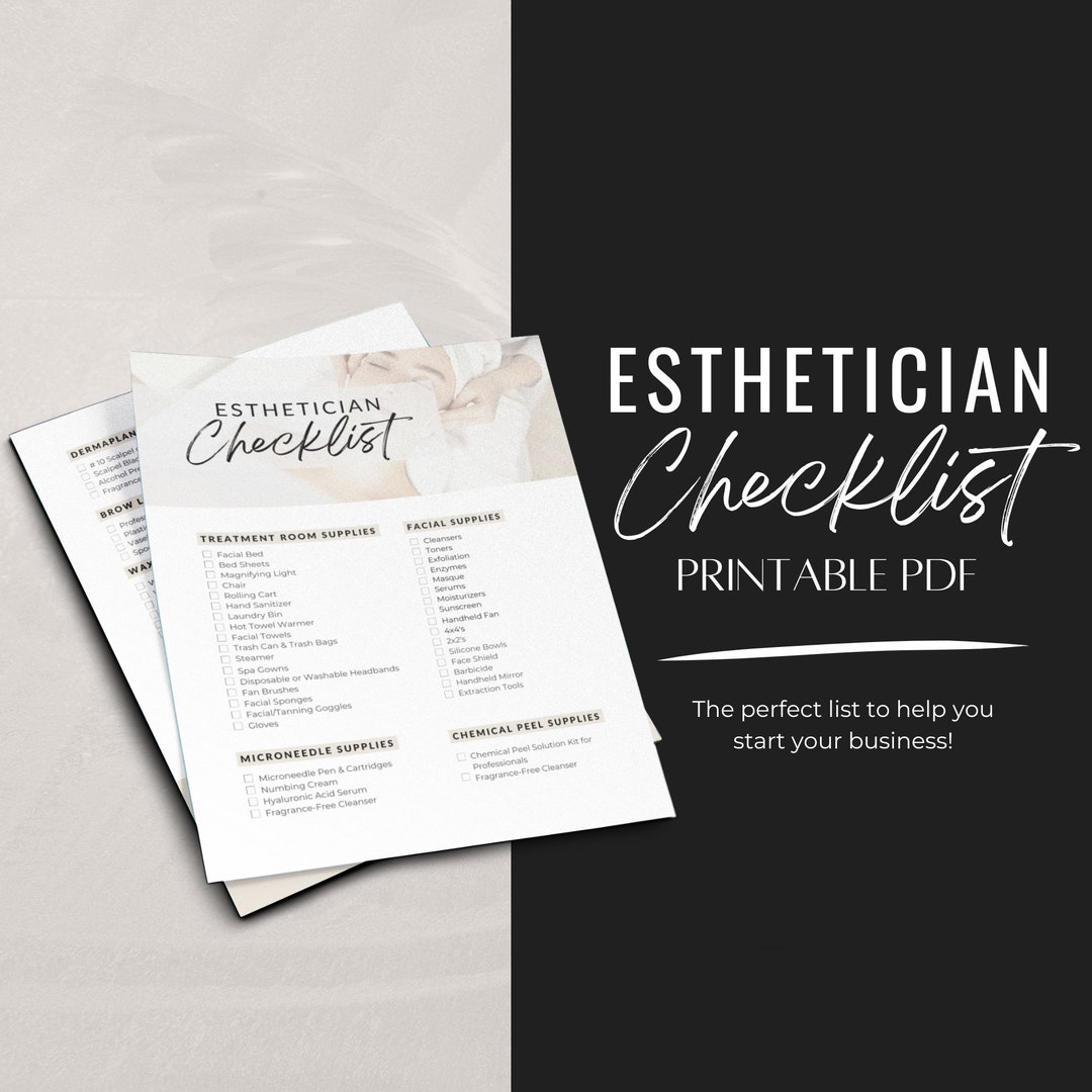 Esthetician Checklist Printable PDF | Esthetician Supply List ...