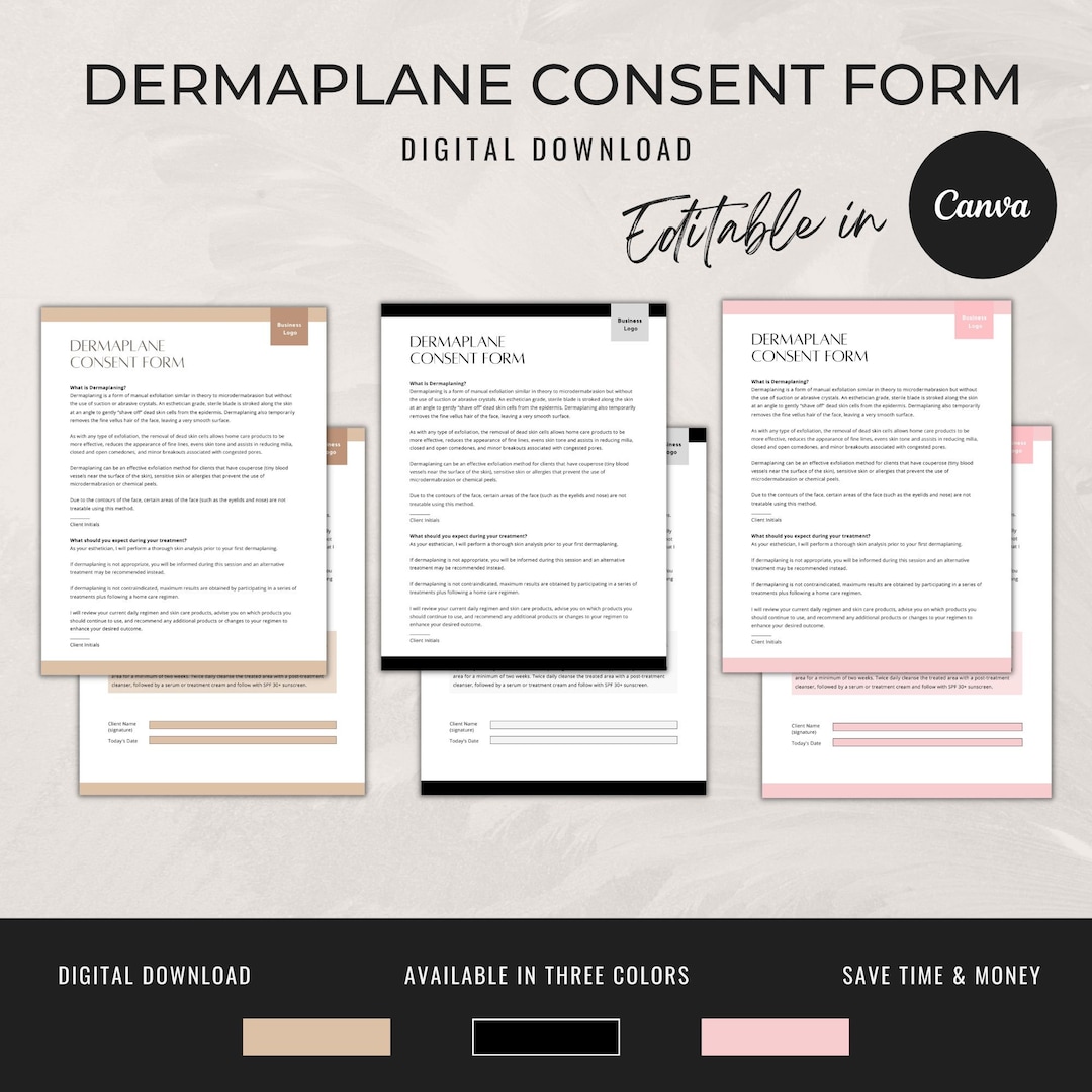 Dermaplane Consent Form | Esthetician Consent Forms | Digital Download ...