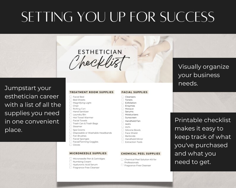Esthetician Checklist Printable PDF Esthetician Supply List Printable ...