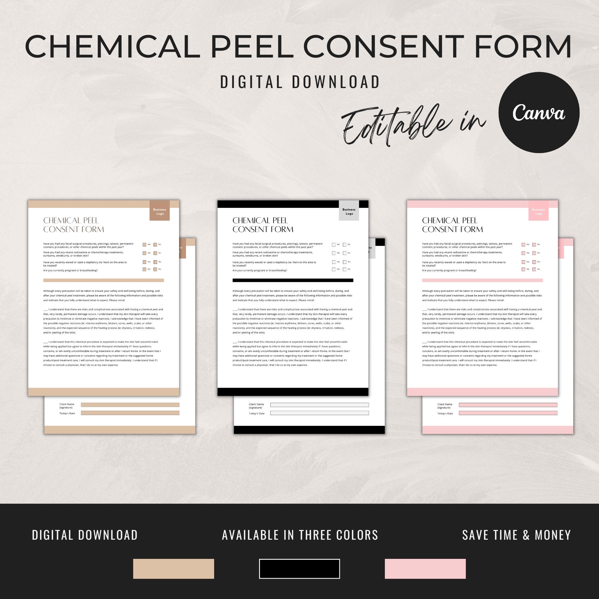 Chemical Peel Consent Form | Esthetician Consent Forms | Digital ...