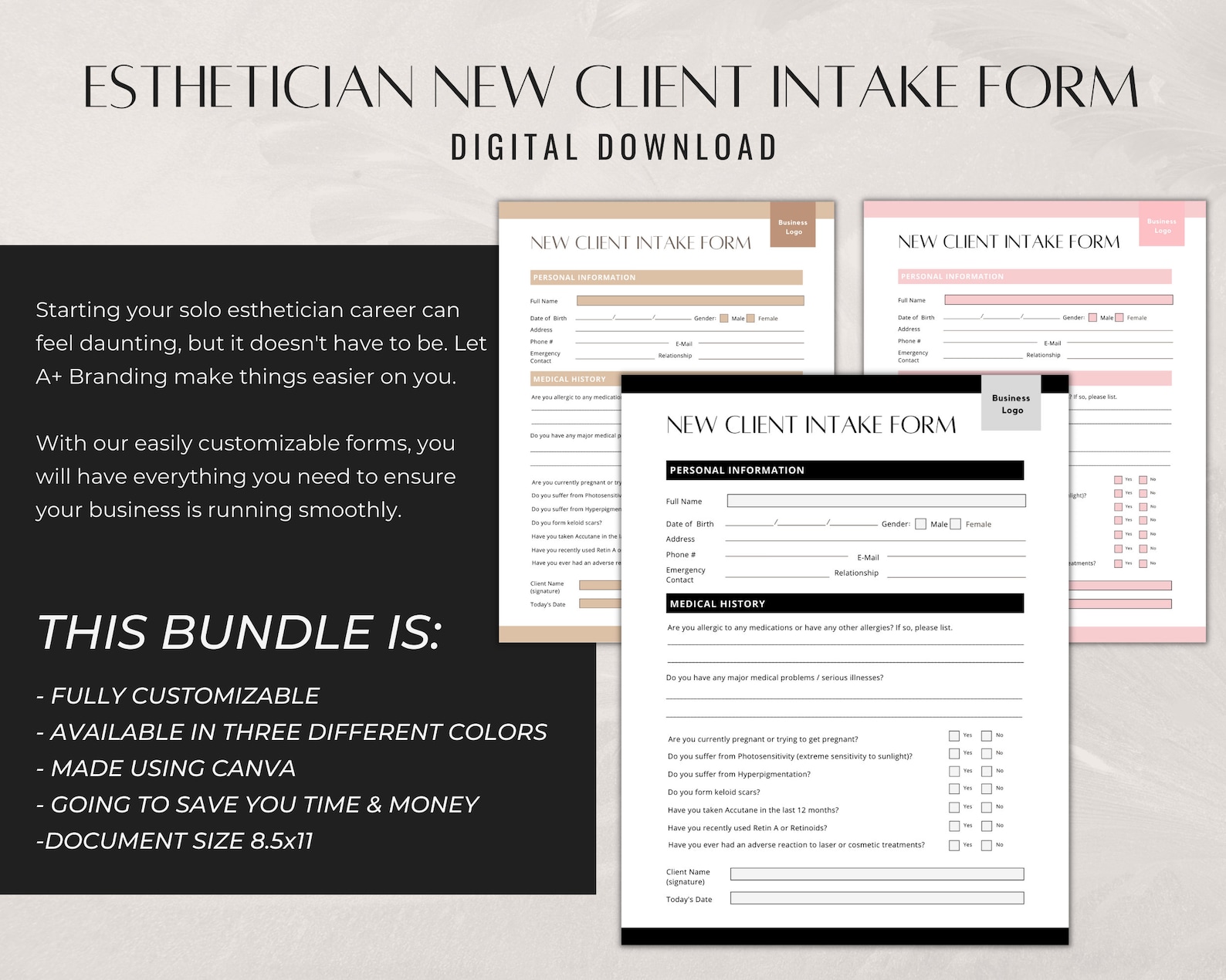 New Client Intake Consent Form Esthetician Consent Forms - Etsy