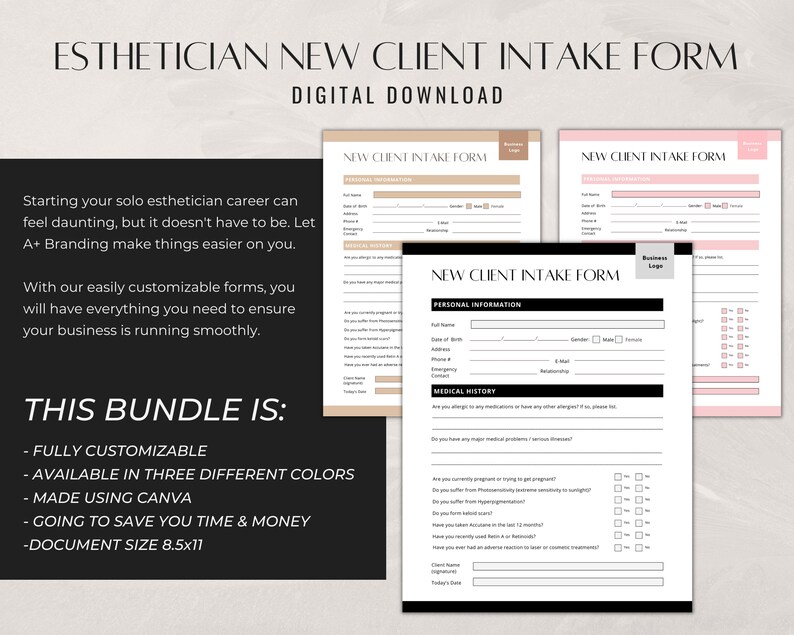 New Client Intake Consent Form Esthetician Consent Forms - Etsy
