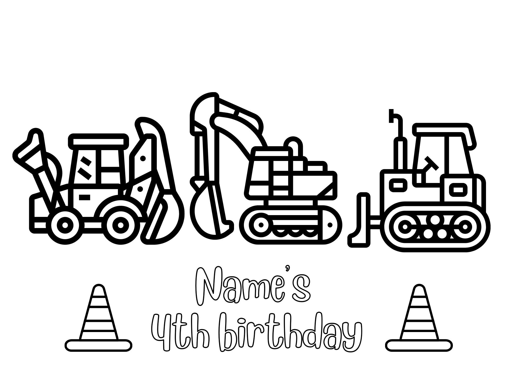 Editable Coloring Page Set of 2. Construction - Etsy
