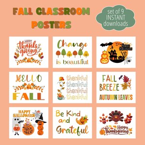 Set of 9 Fall Printable Posters Autumn Thanksgiving - Etsy