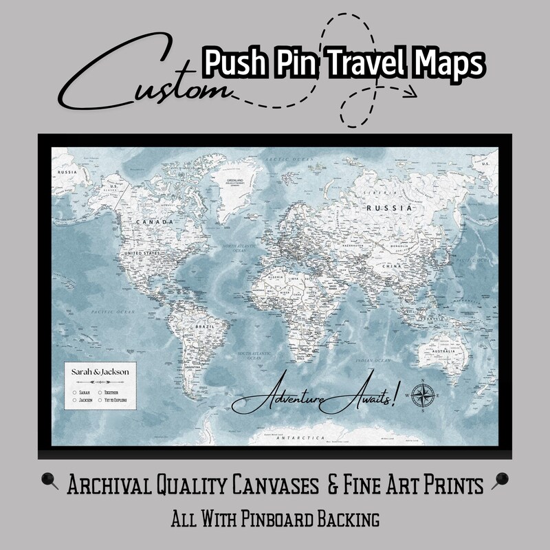 World Map Push Pin - Etsy