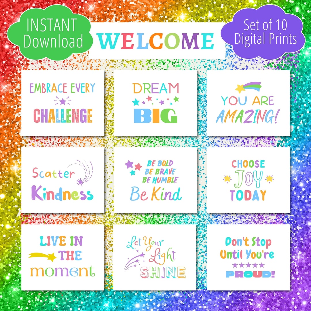Set of 10 Inspirational Posters ~ Positivity Decor ~ Growth Mindset ...